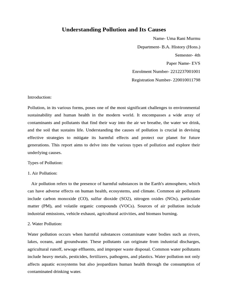 Understanding Pollution and Its Causes | PDF | Water Pollution | Pollution
