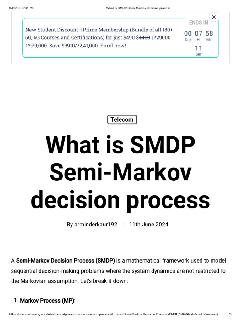 What Is SMDP Semi-Markov Decision Process | PDF | Markov Chain ...
