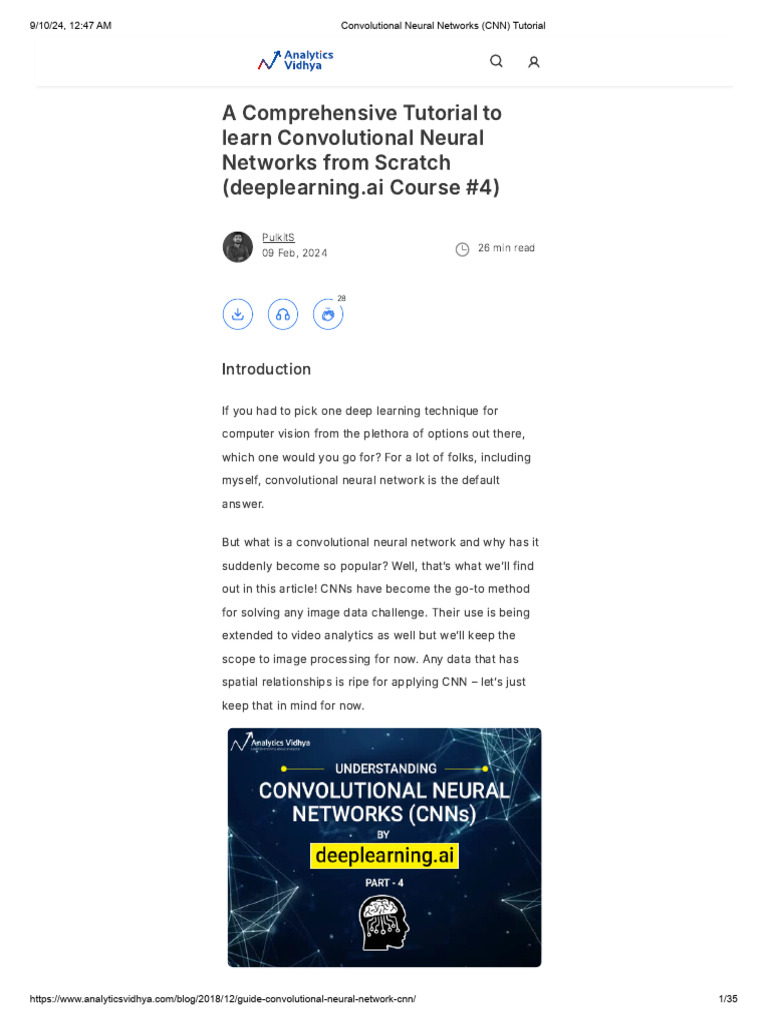 Convolutional Neural Networks (CNN) Tutorial | PDF | Deep Learning | Computational Neuroscience