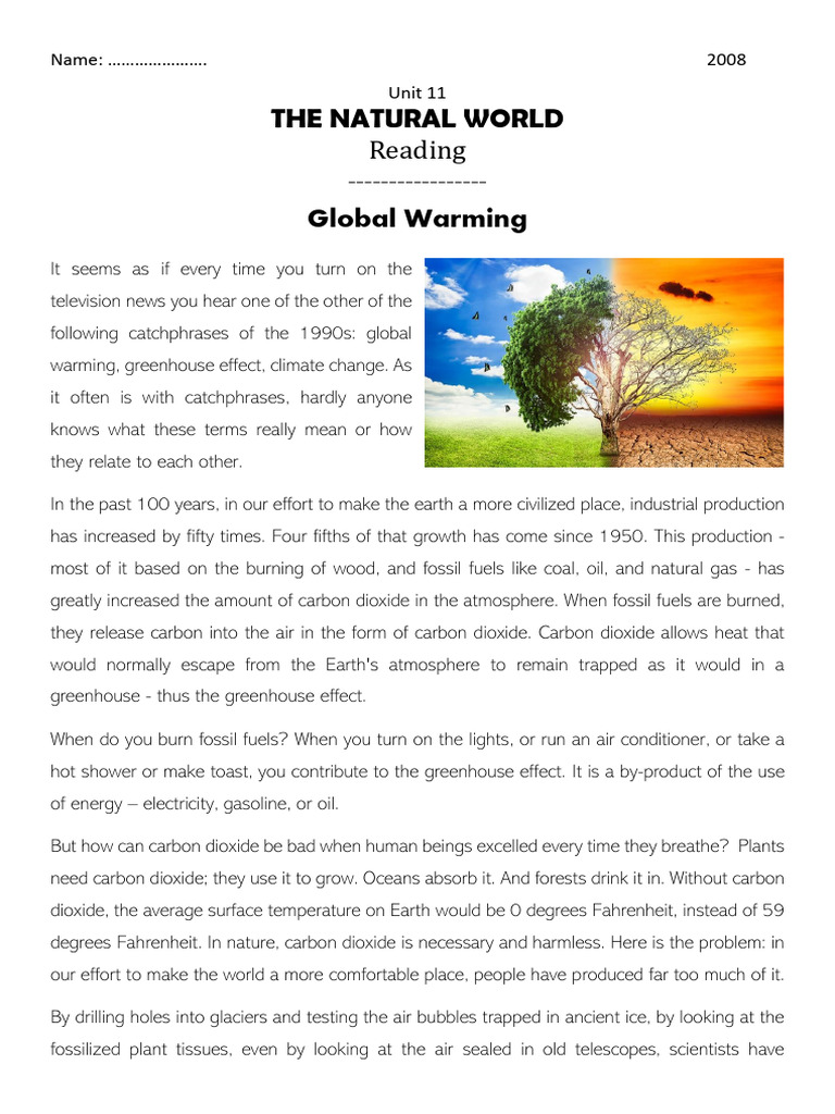 Global Warming Reading | PDF | Greenhouse Effect | Climate Change