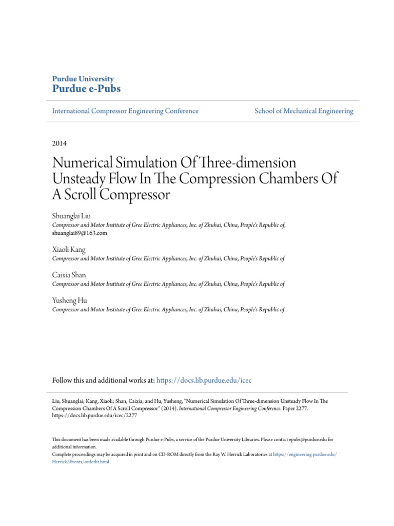 Scroll Compressor Flow Simulation Analysis | PDF | Fluid Dynamics | Force