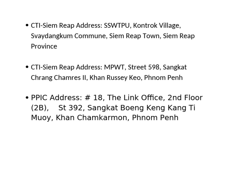 Address of PPIC and CTI | PDF