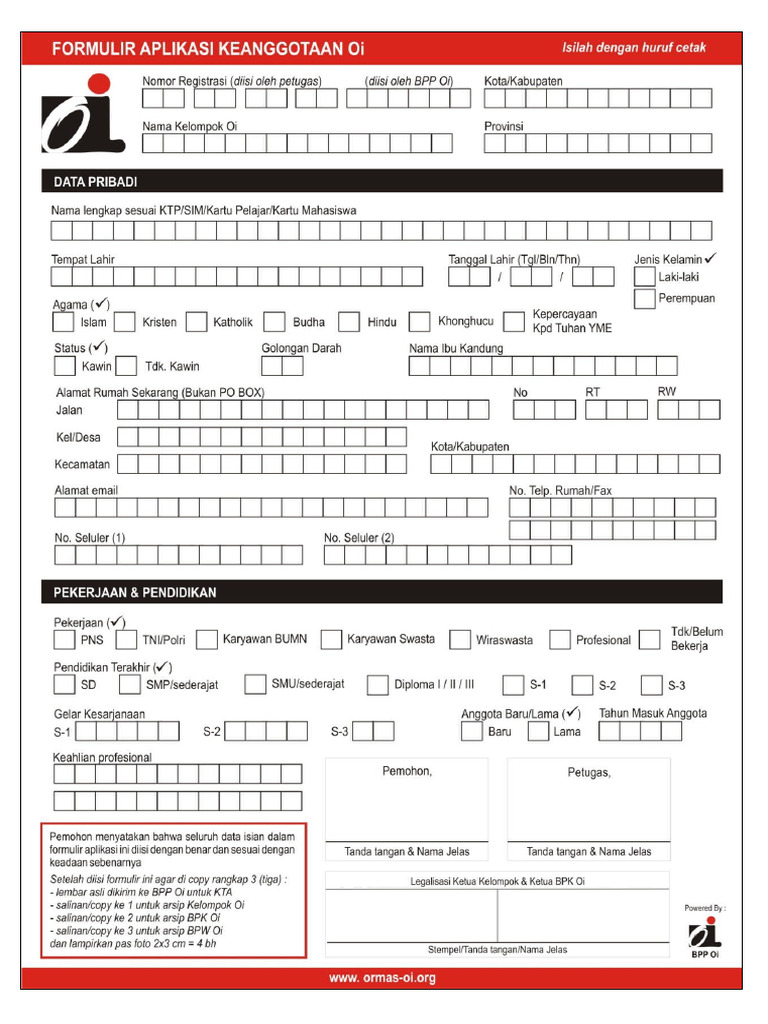 Formulir Pendaftaran Kelompok Dan Anggota | PDF