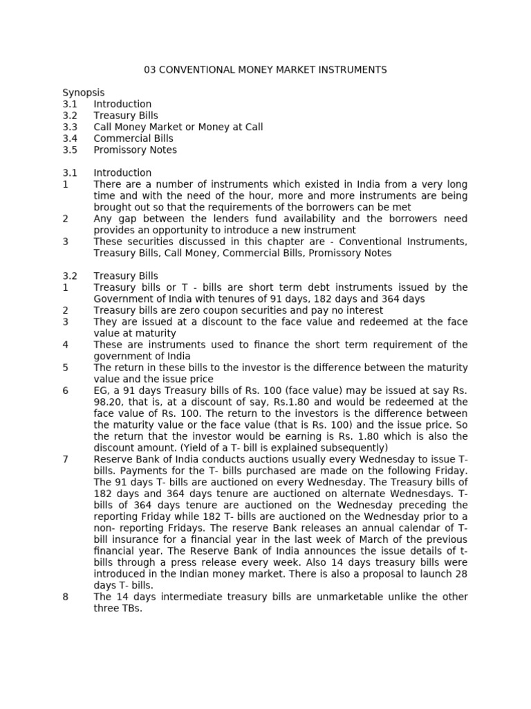 Overview of Money Market Instruments | PDF | Promissory Note ...