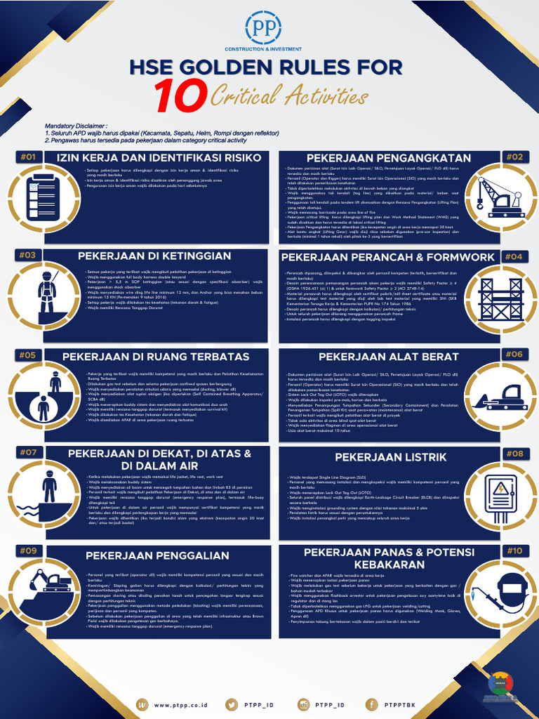Poster Slogan HSE Golden Rules | PDF