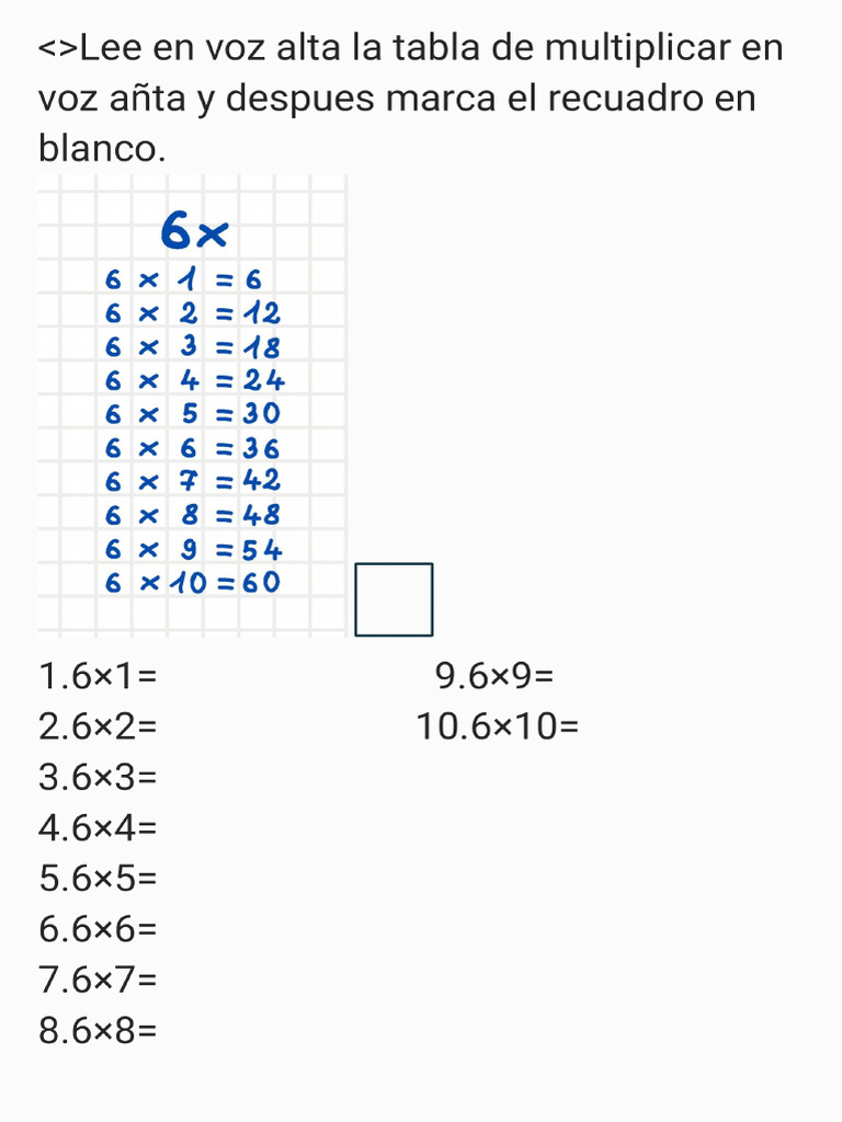 Tabla Del 6 | PDF