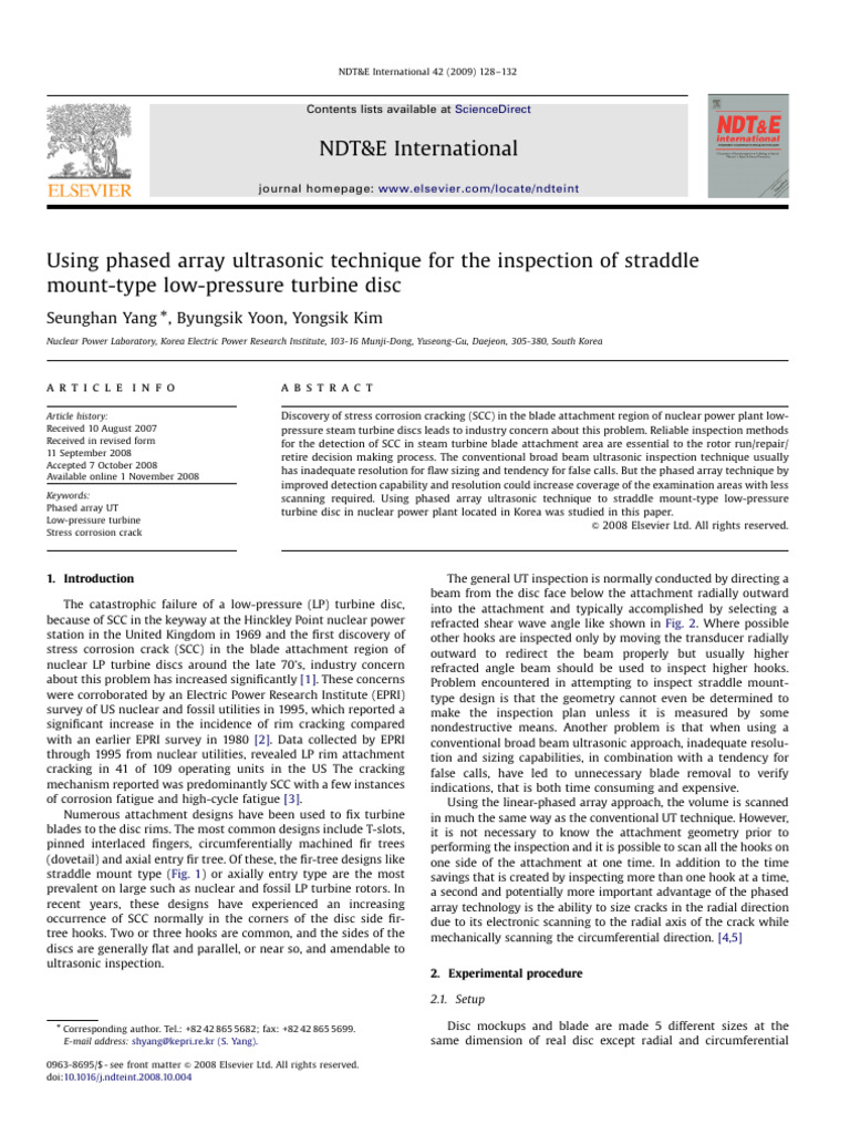 Using Phased Array Ultrasonic Technique for the Inspection of Straddle | PDF | Fracture | Turbine