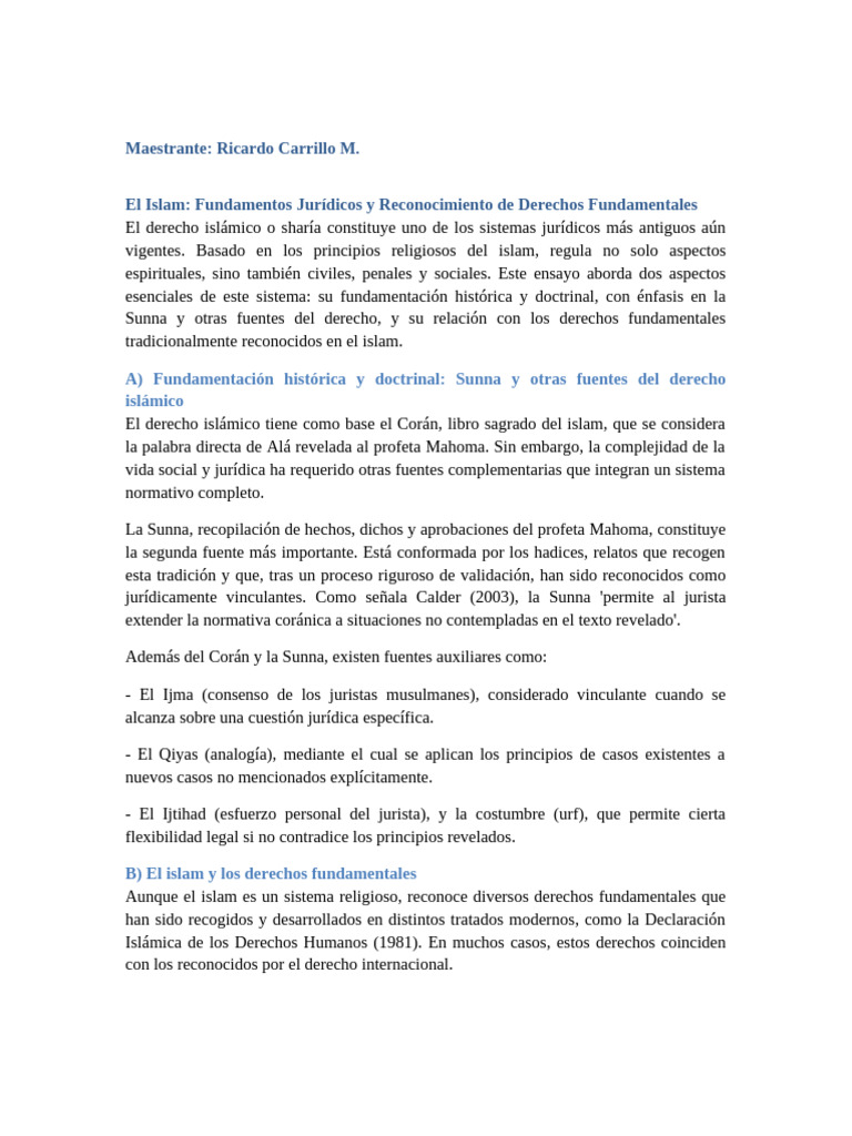 Ensayo Islam 2.2 | PDF | Sharia | Islam sunita