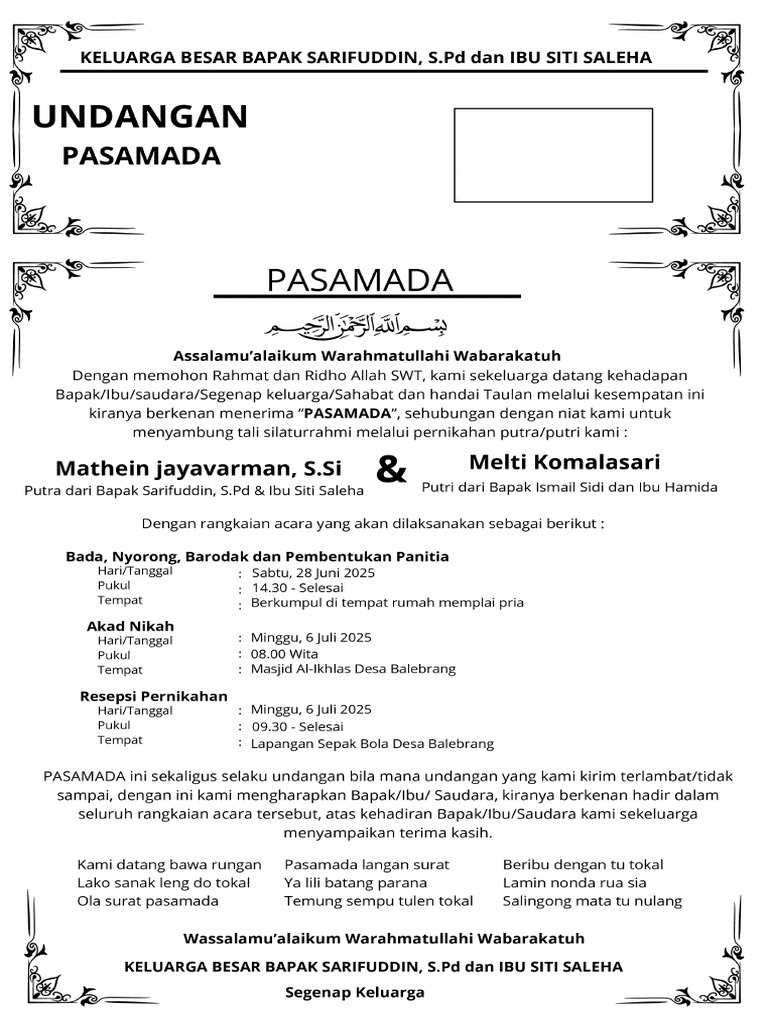 Undangan Pasamada | PDF