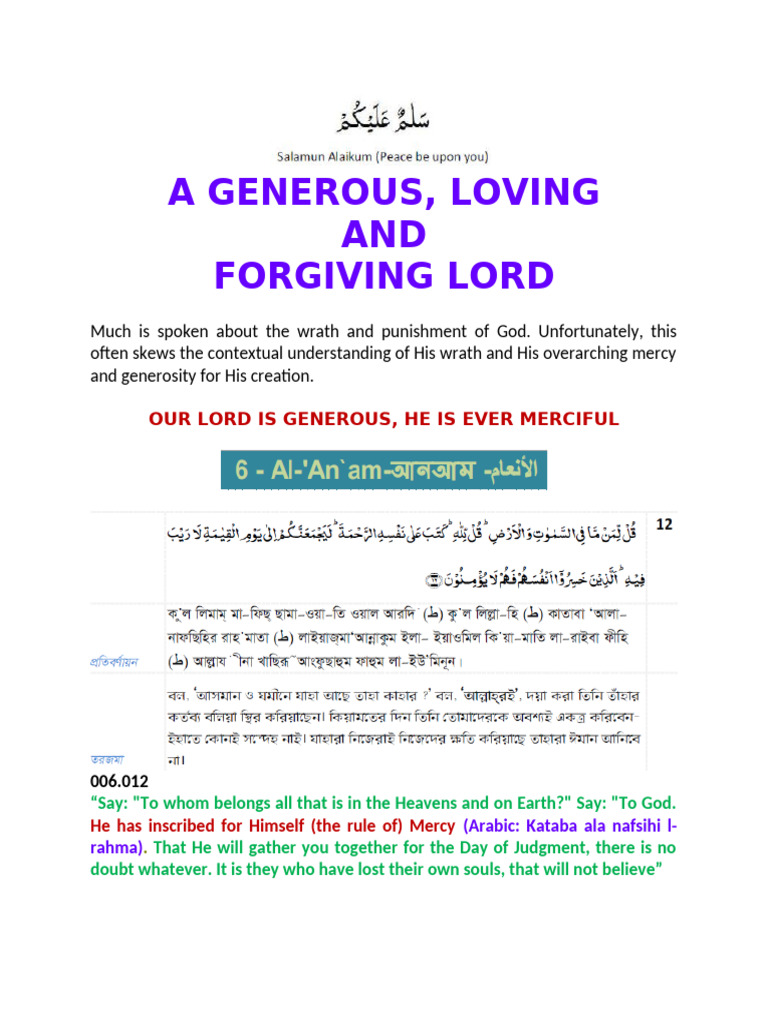 A Generous, Loving and Forgiving Lord | PDF | Last Judgment | Mercy