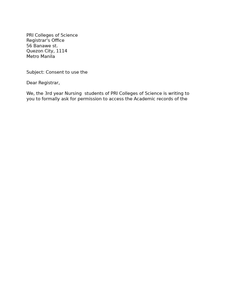 Letter of Consent (Draft) | PDF