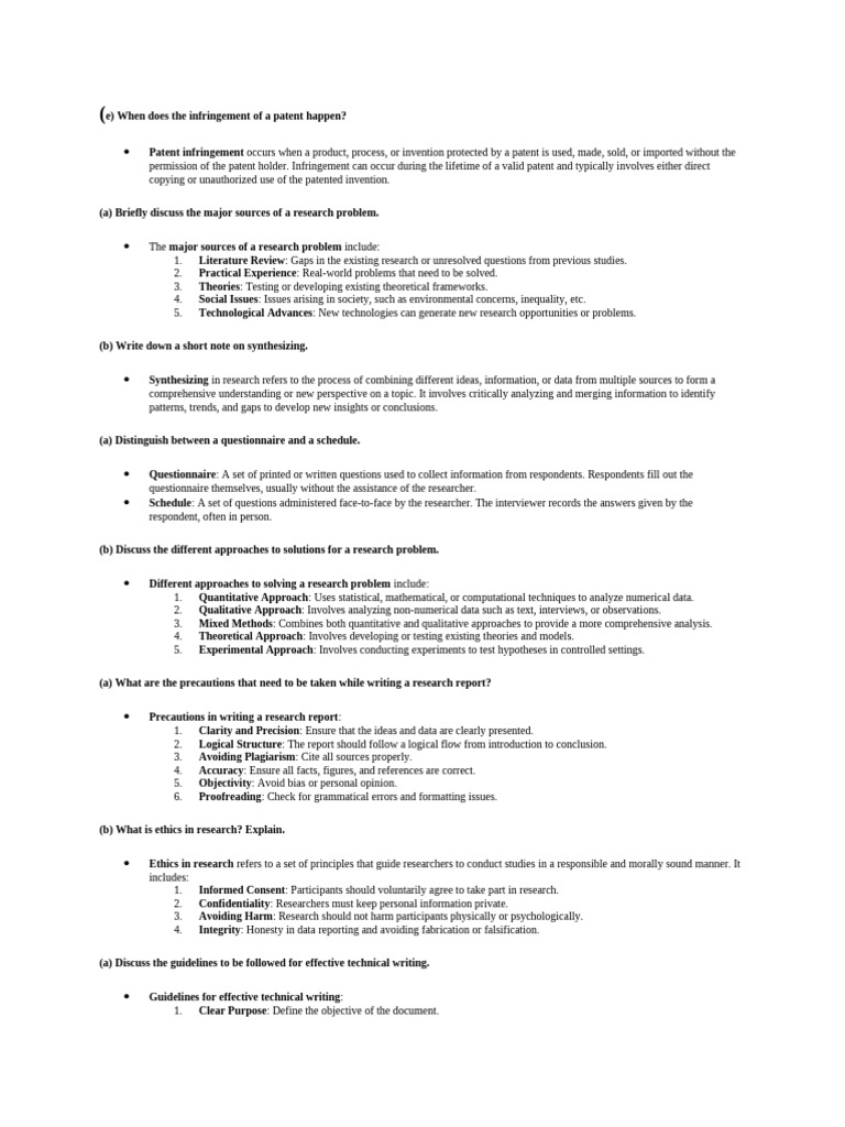 RM End Sem | PDF | Patent | Methodology