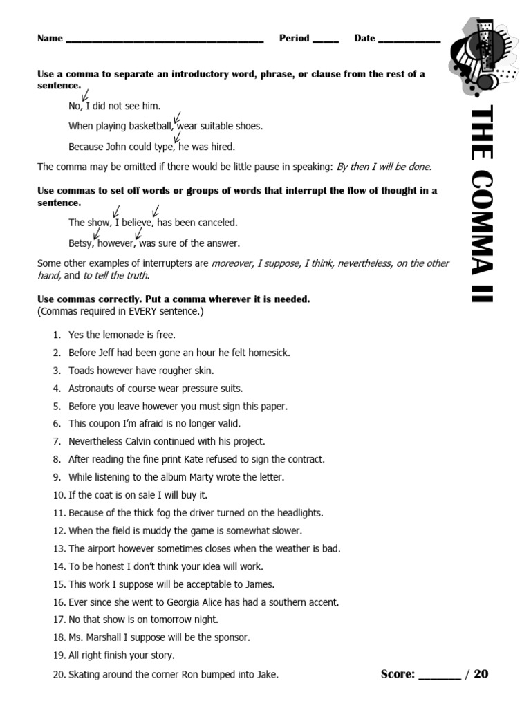 Mastering Comma Usage in Sentences | PDF