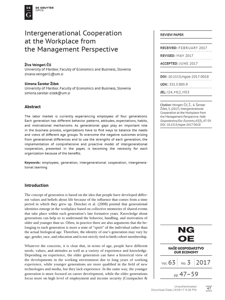 Intergenerational Cooperation at The Workplace Fro | PDF | Human ...