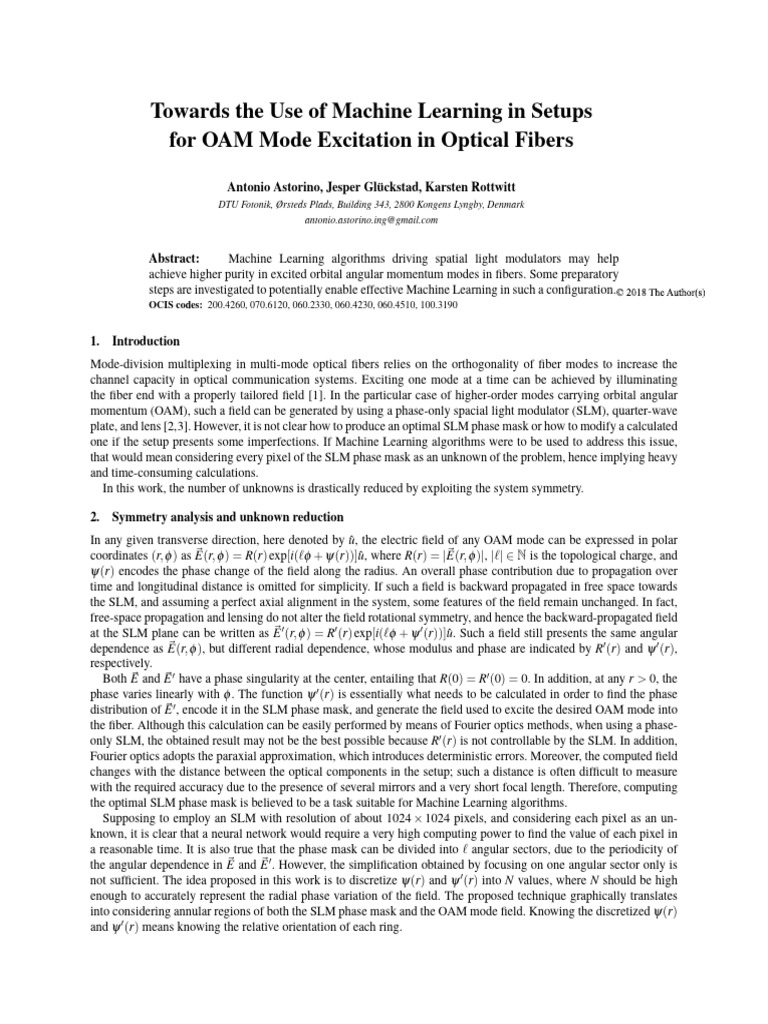 7 - 2018 - Towards The Use of Machine Learning in Setups For OAM Mode ...