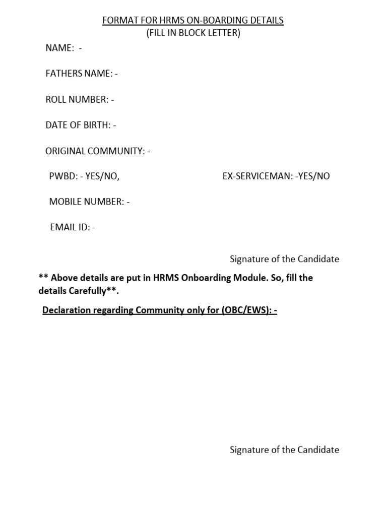 HRMS Onboarding Form Template | PDF