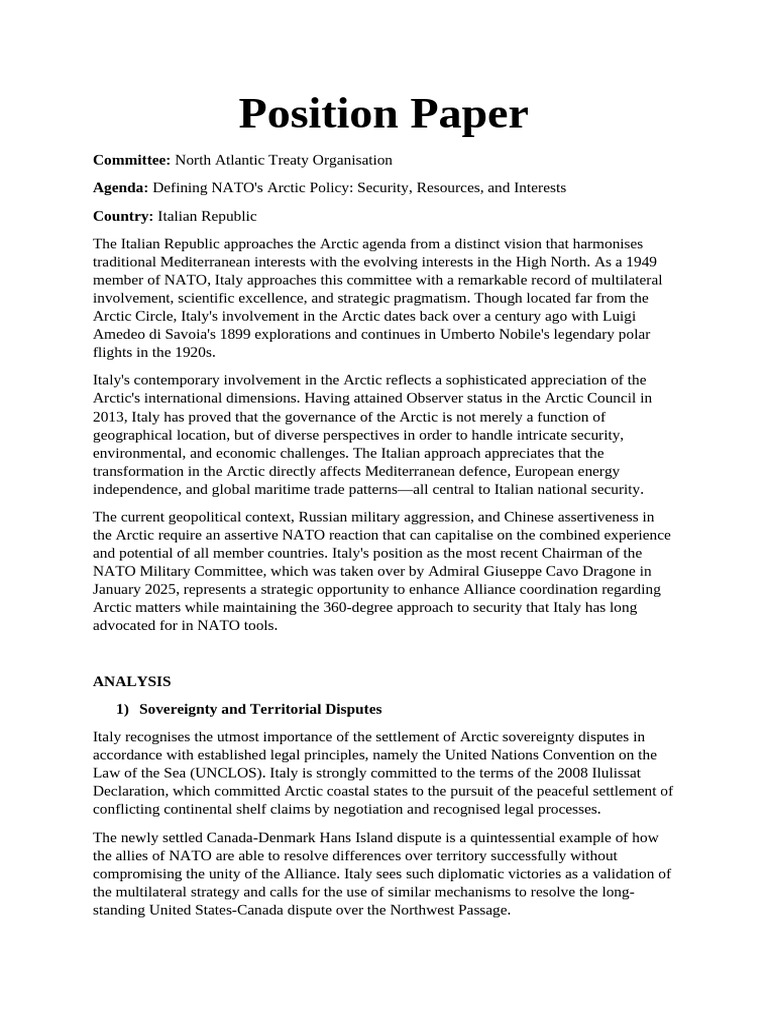 Italy's Strategic Arctic Policy in NATO | PDF | Italy | Nato