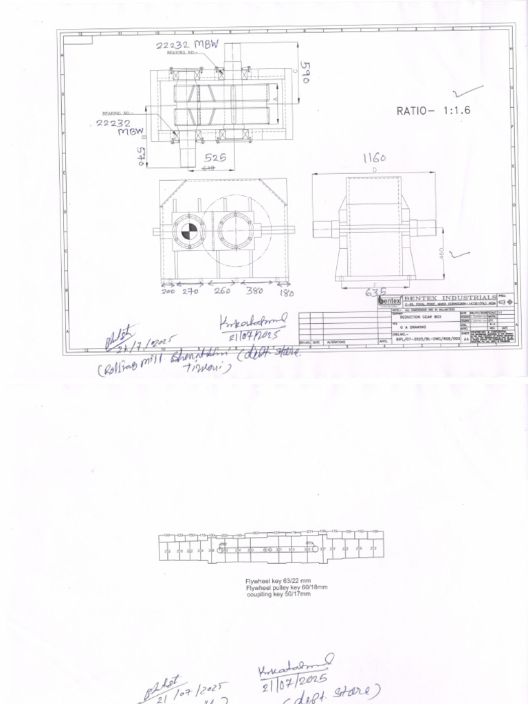 Approval of Reduction Gear and Fly Wheel Shaft Drawing For Roll | PDF