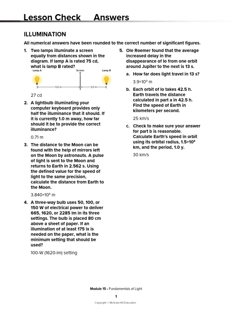 Light Fundamentals and Calculations | PDF | Moon | Physical Sciences