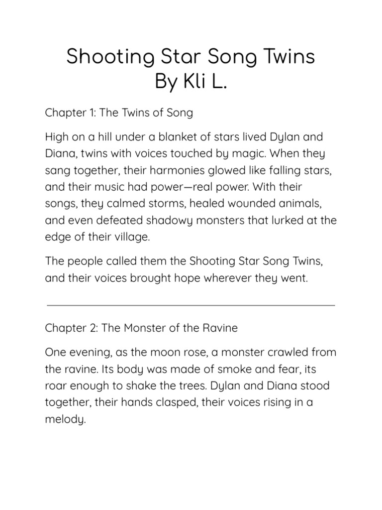 Shooting Star Song Twins' Adventure | PDF