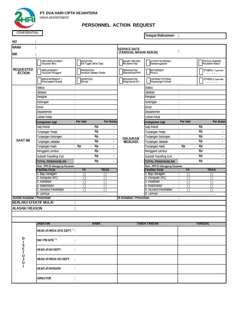 Form Personnel Action Request | PDF