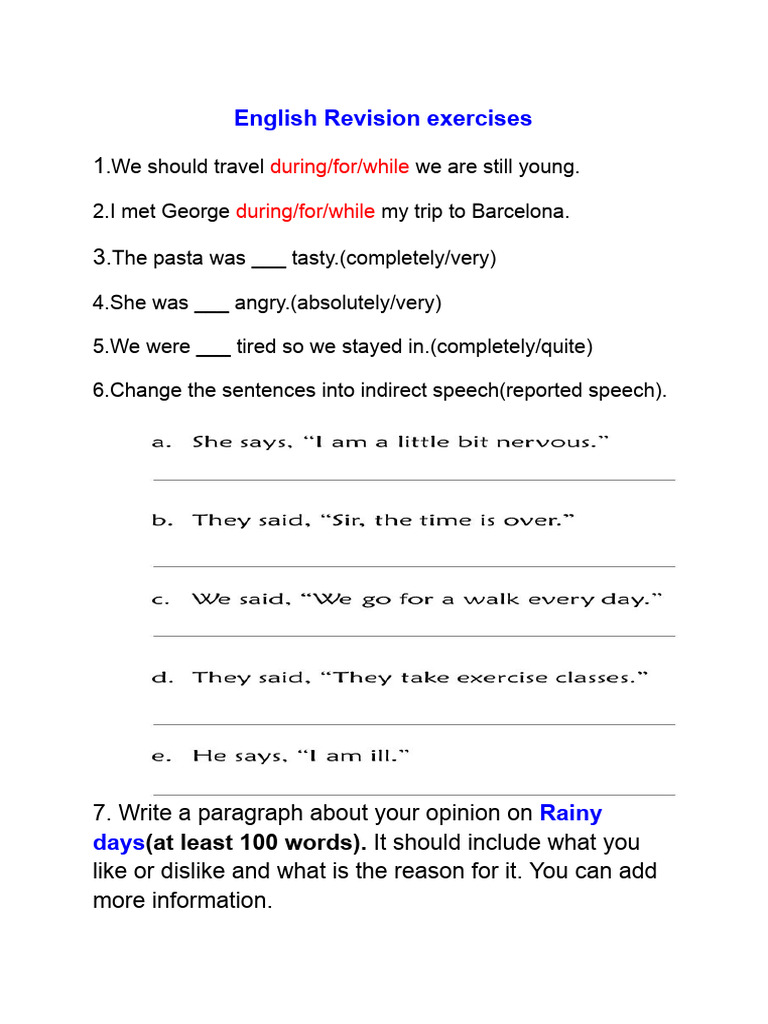 English Grammar Exercise | PDF