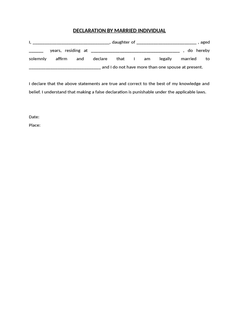 Declaration by Married Individual | PDF