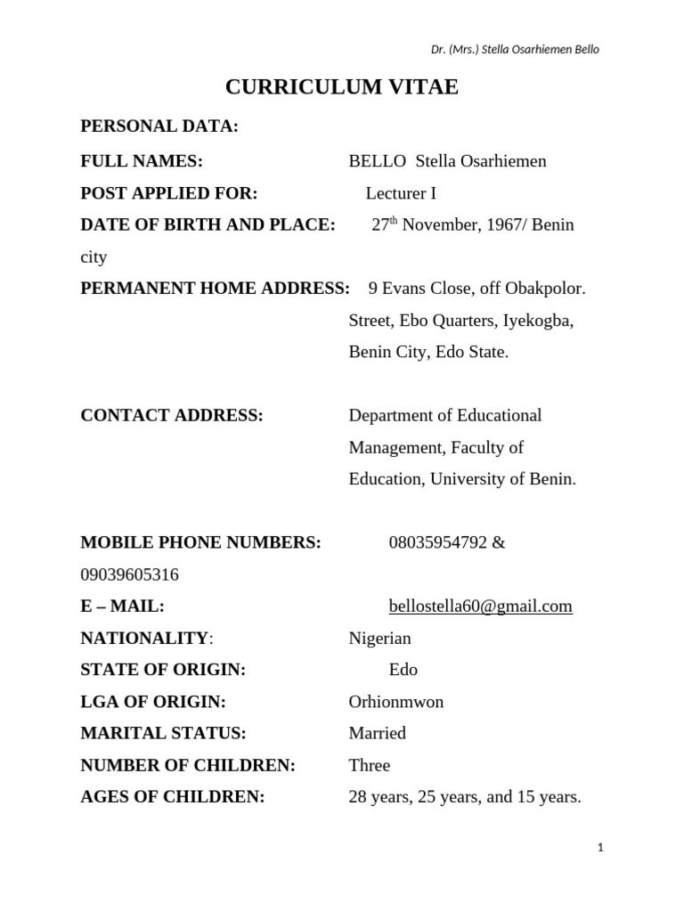 Latest Mama CV Aug 1st 2025 | PDF