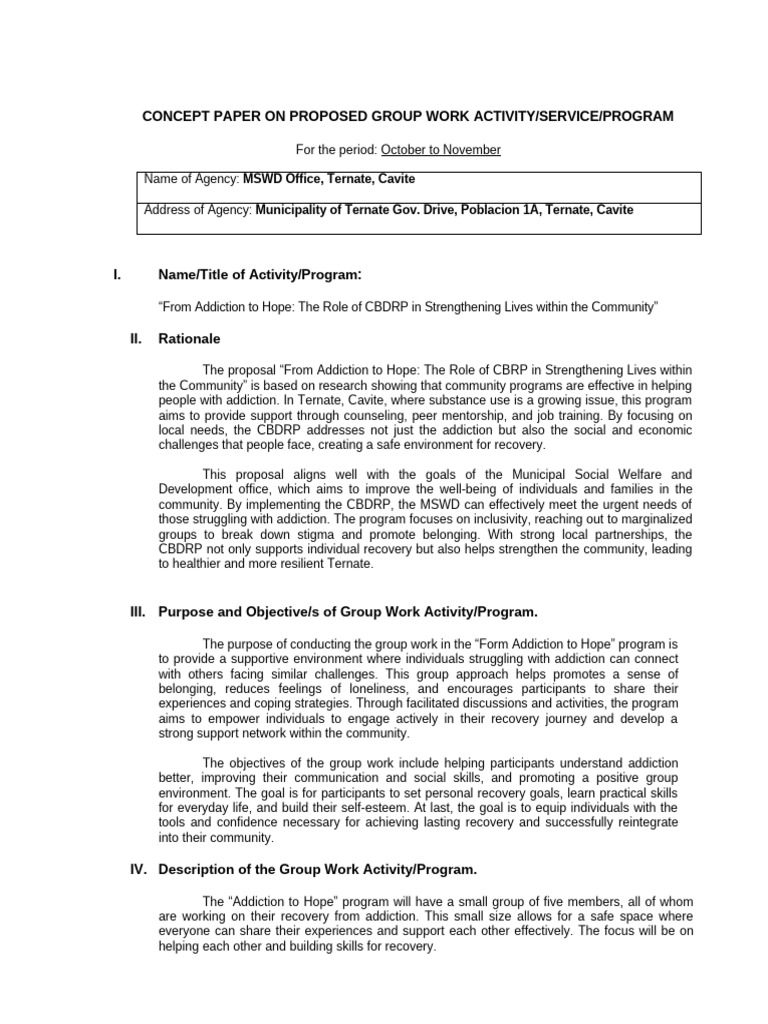 Concept Paper on Proposed Group Work Activity 2024 1 | PDF | Mental ...