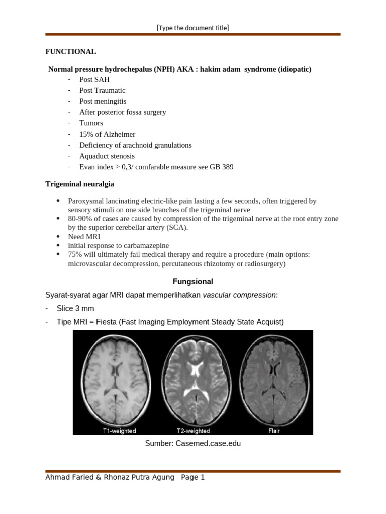 Diagnosa dan MRI pada NPH dan Neuralgia | PDF