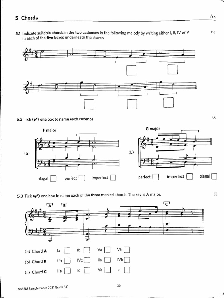 Chords: 5 Suitable The Cadences Either V | PDF