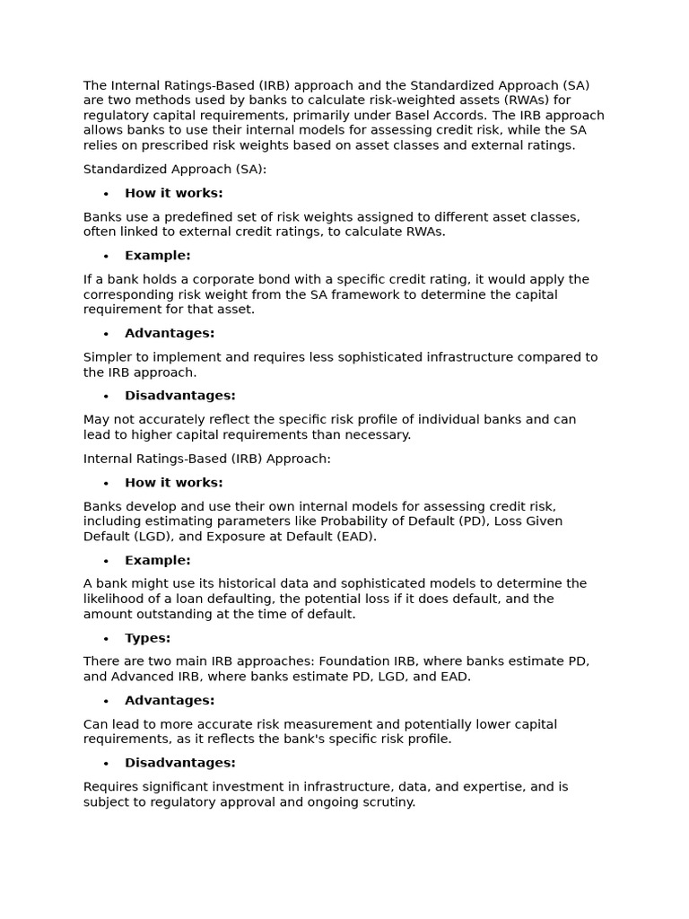 Credit Risk RWA Calculation Methods | PDF | Capital Adequacy Ratio ...