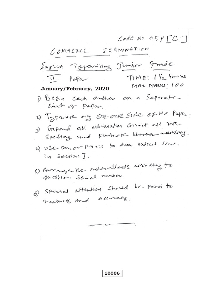 05Y (C) English Typewriting Junior 2nd Paper | PDF