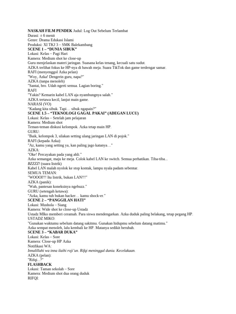 Naskah Film Pendek Final | PDF