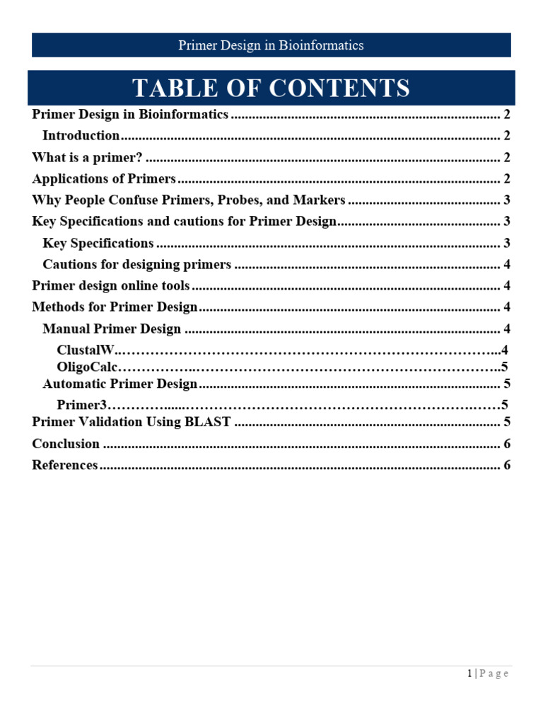 Primer Design Techniques in Bioinformatics | PDF | Primer (Molecular ...