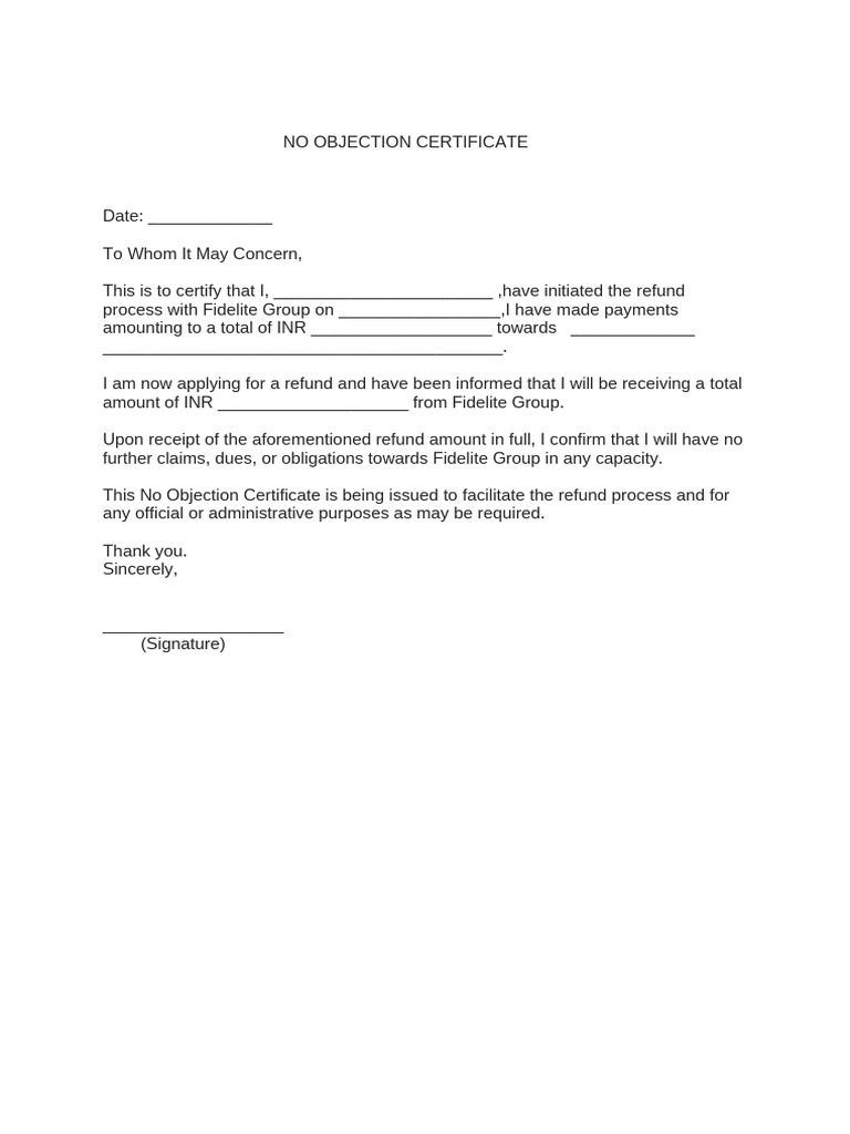 No Objection Certificate | PDF