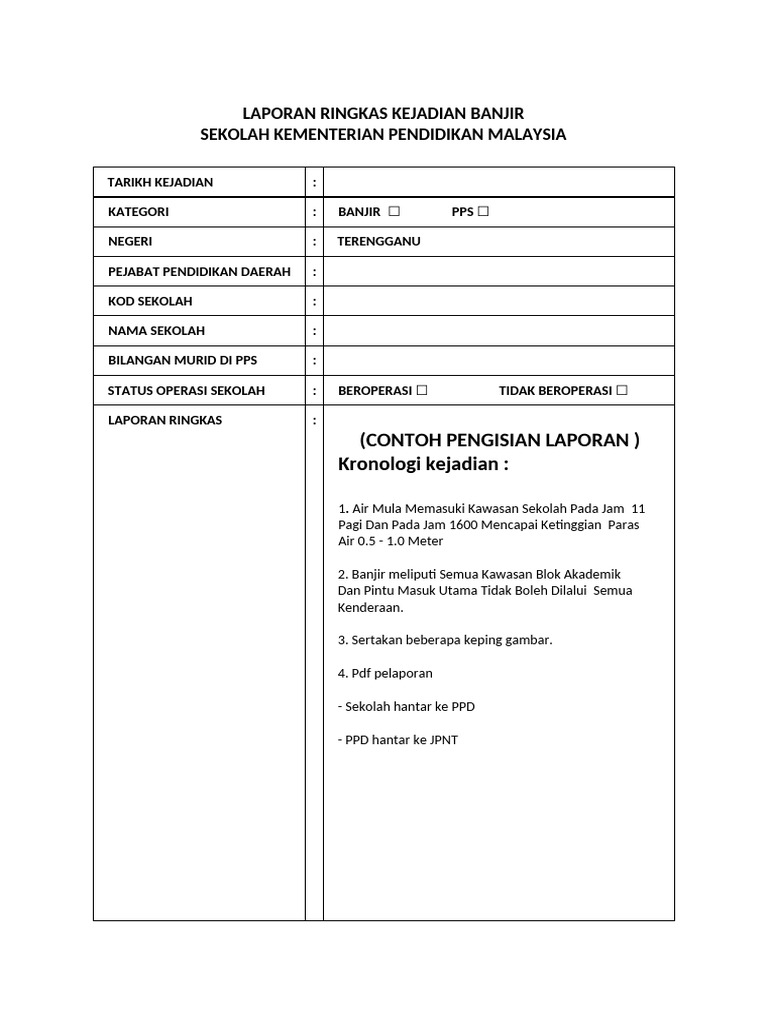 Contoh Laporan Ringkas Bencana | PDF