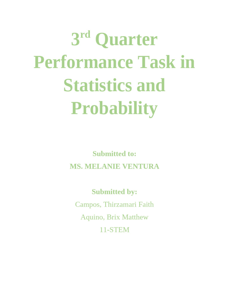 3rd Quarter Performance Task in Statistics and Probability | PDF