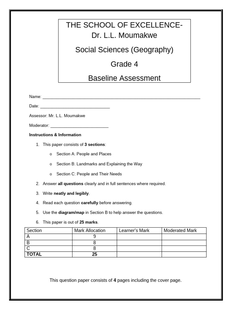 Grade 4 Geography Baseline Assessment | PDF | Chess Theory | Chess