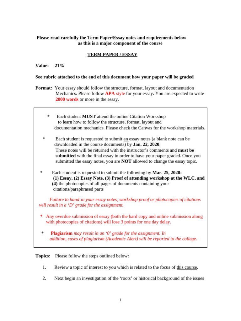 Term Paper Guidelines and Requirements | PDF | Concept | Citation