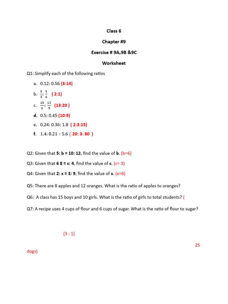 Chapter 9 Worksheet | PDF