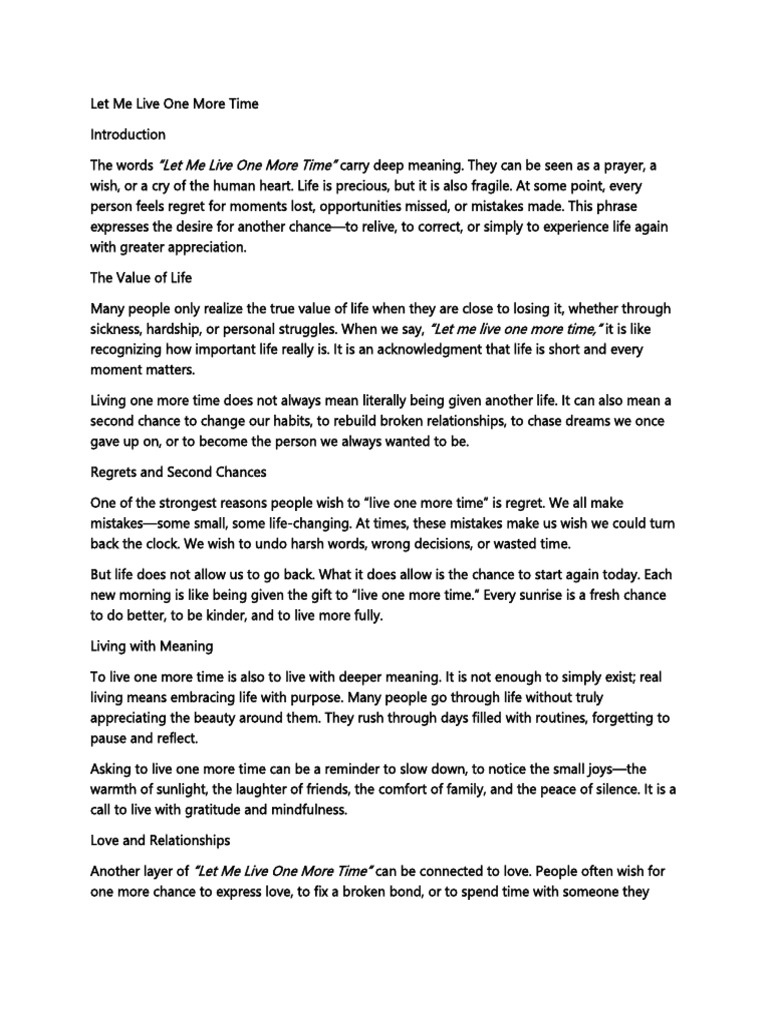 Let Me Live One More Time | PDF | Love