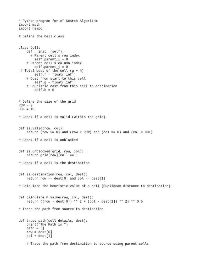 A Star Search Algorithm | PDF | Computer Programming | Algorithms And Data Structures