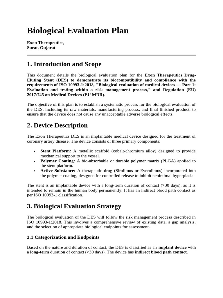Biological Evaluation Plan for DES | PDF | Chemical Substances | Toxicology