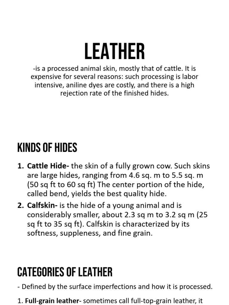 Types and Tanning of Leather Hides | PDF | Leather