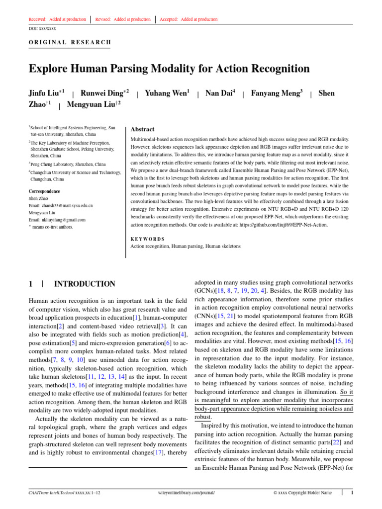 Explore Human Parsing Modality For Action Recognition | PDF