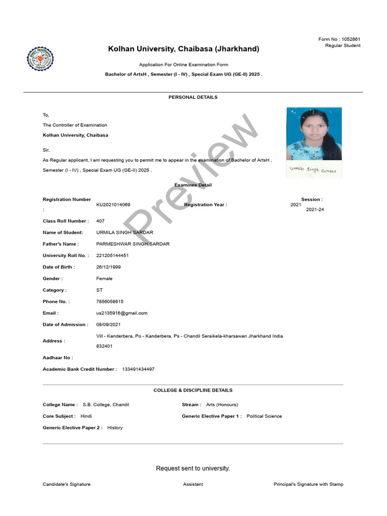Exam Form - KU | PDF | Academia | Higher Education