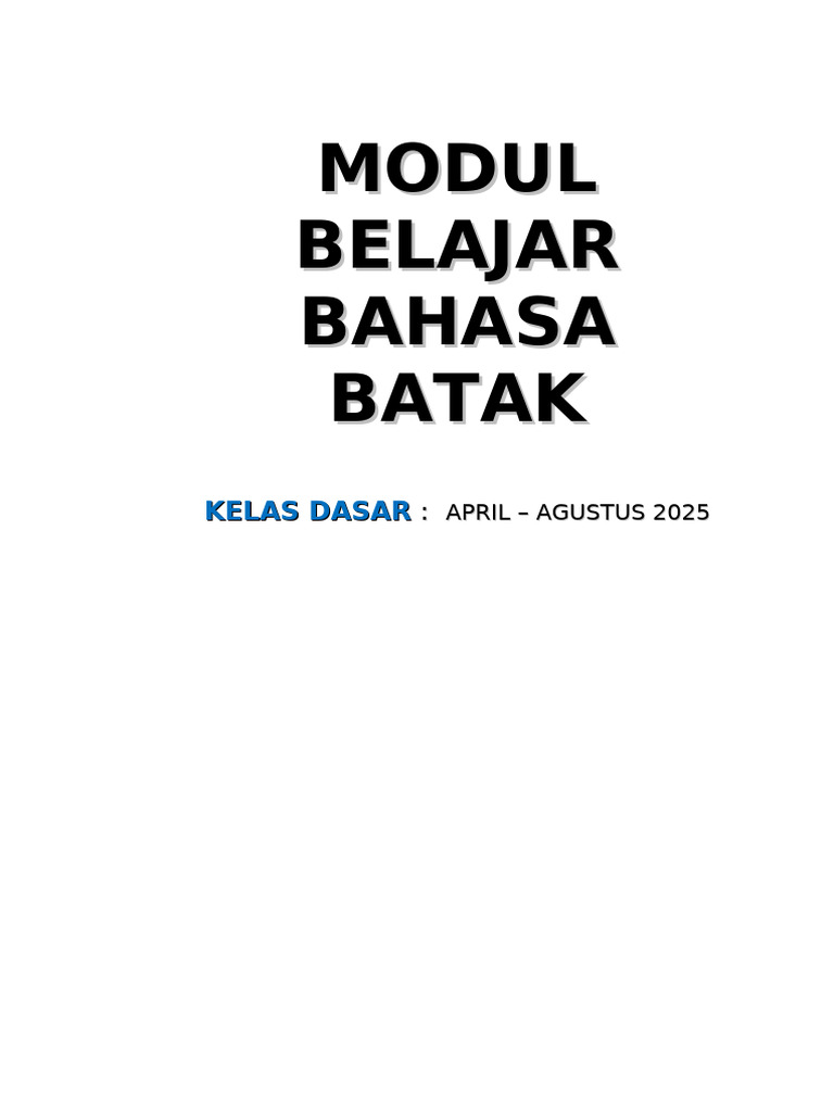 Modul Belajar Bahasa Batak Dasar | PDF