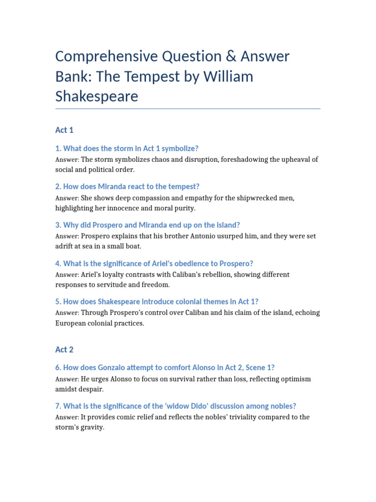 The Tempest Complete 50 QA | PDF | The Tempest