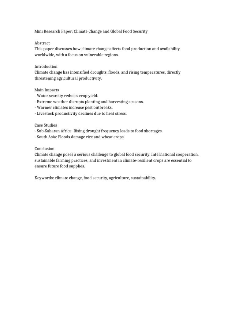 Research Climate FoodSecurity | PDF